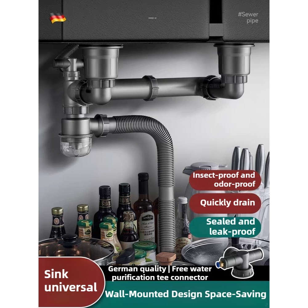 Kitchen Sink Drain Pipe Set Anti-Odor And Anti-Blocking High ...
