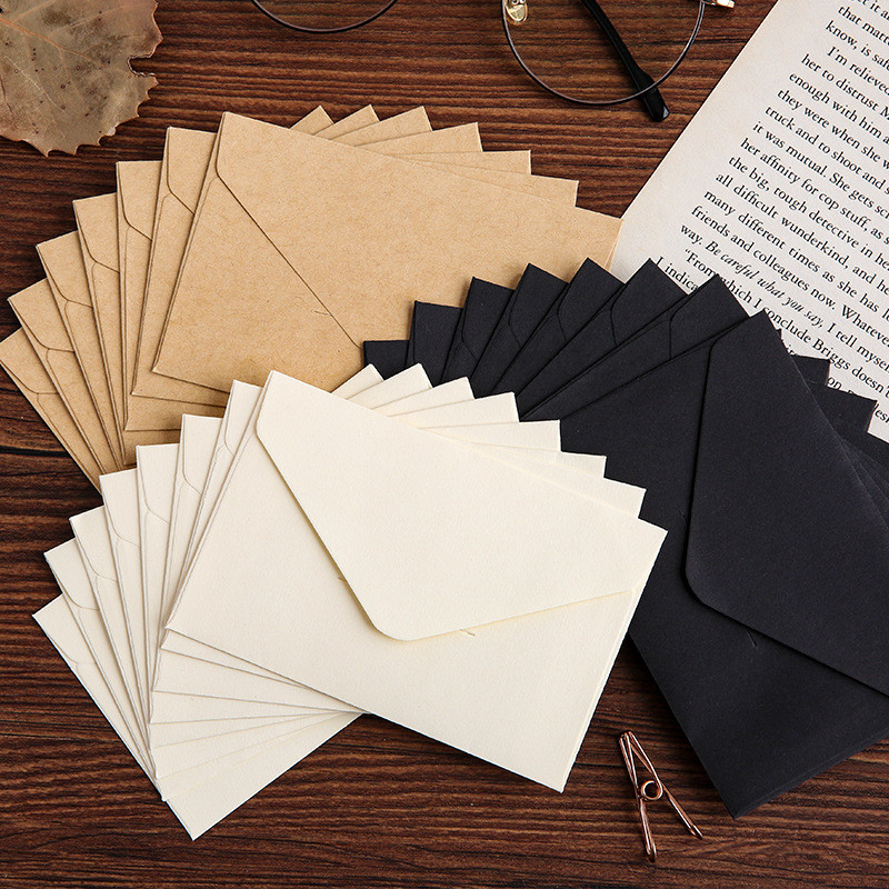 20 pcs Classical White Black Kraft Blank Mini Envelopes Wedding ...