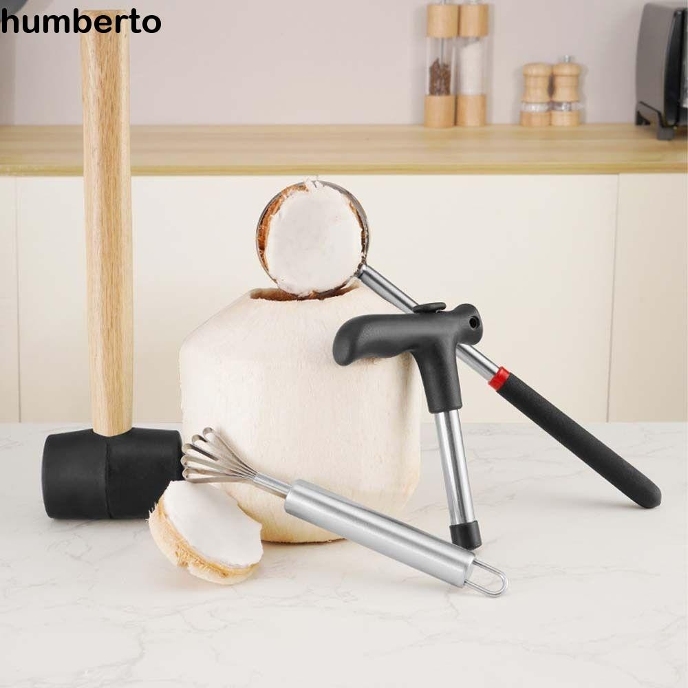 HUMBERTO Coconut Breaker Kit, Stainless Steel Wooden Handle Coconut ...