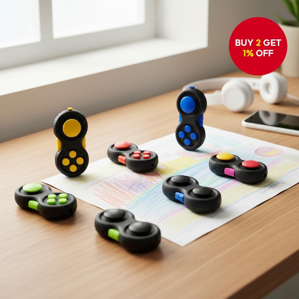 Stress Reducing Fidget Pad featuring 8 Fidget Actions, Fidget Cube Toy ...