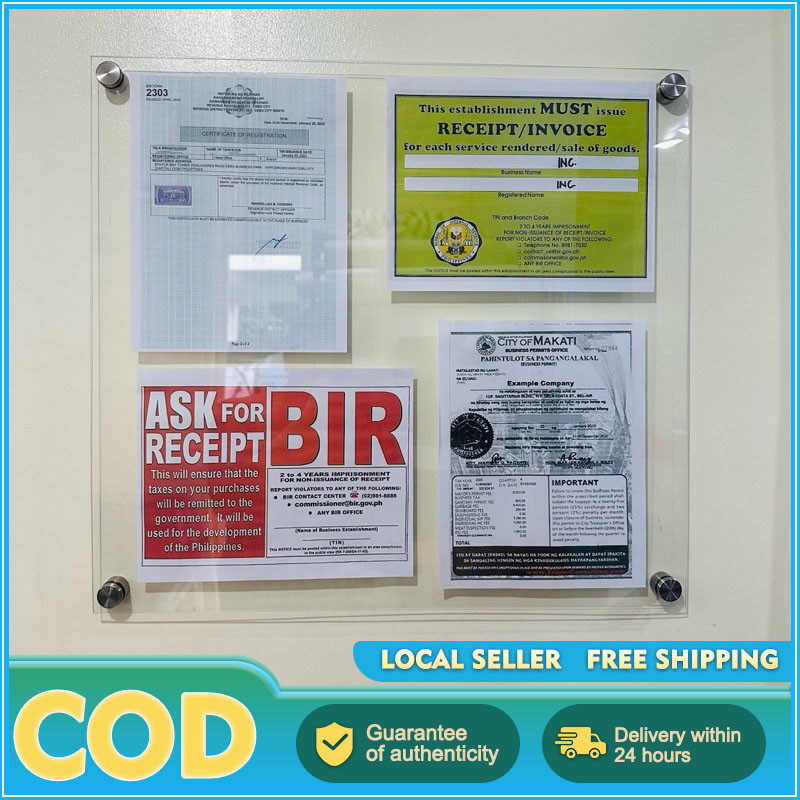 LE Acrylic Business Permit Certificate Registration Display Insert ...