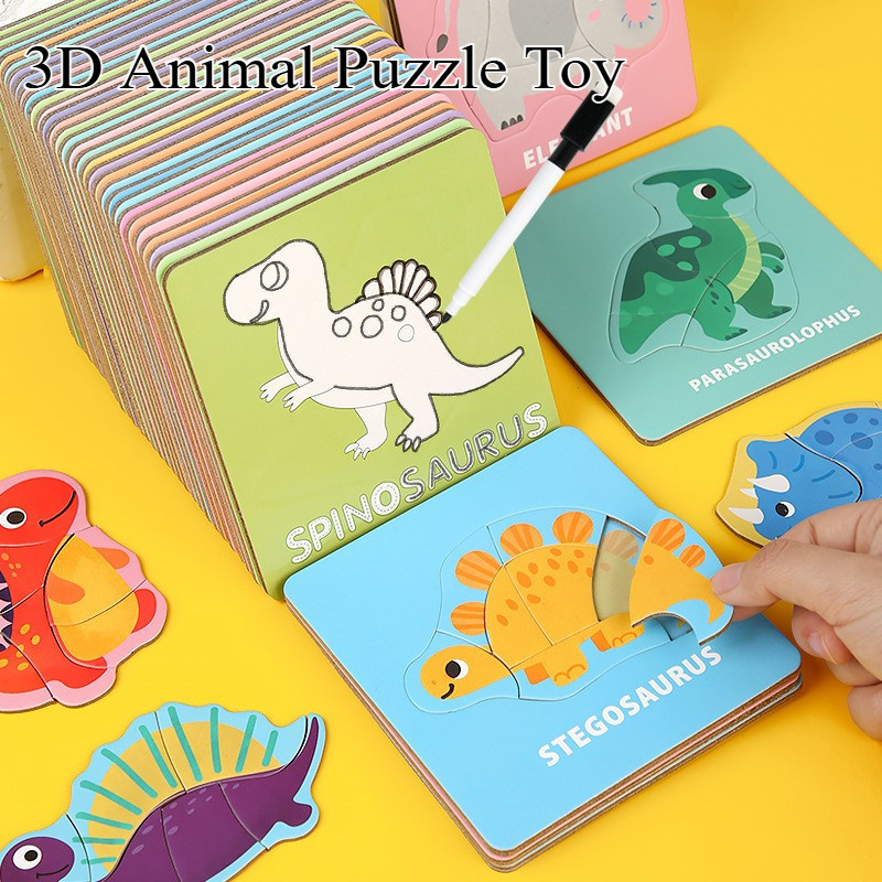 3D Flashcard Puzzle Toy for Toddlers Early Learning Tracing Practice ...