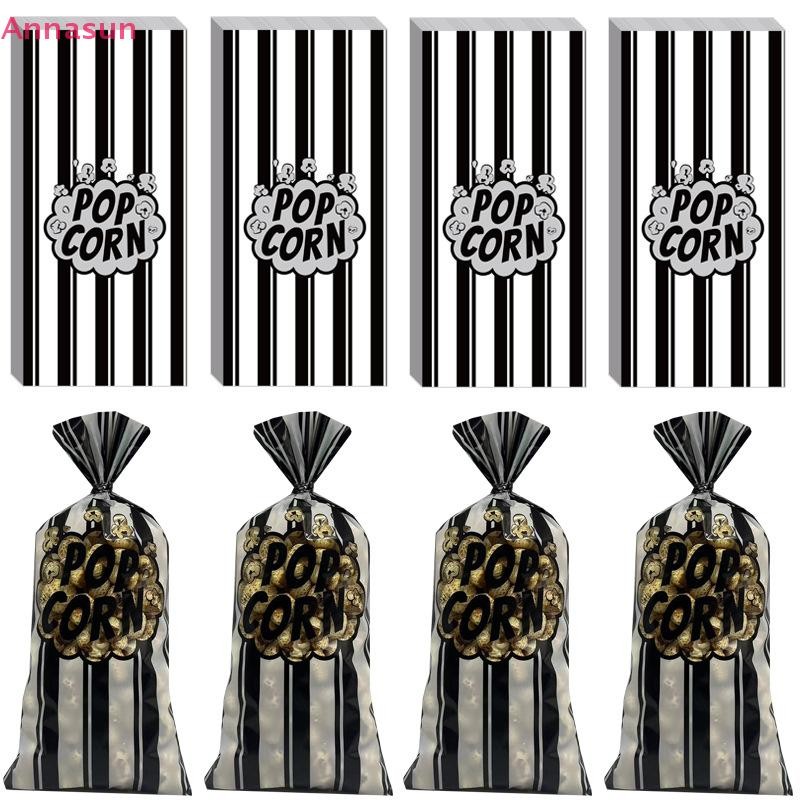 Annasun 20/50/100pcs Popcorn Packaging Bag Black White Red White ...