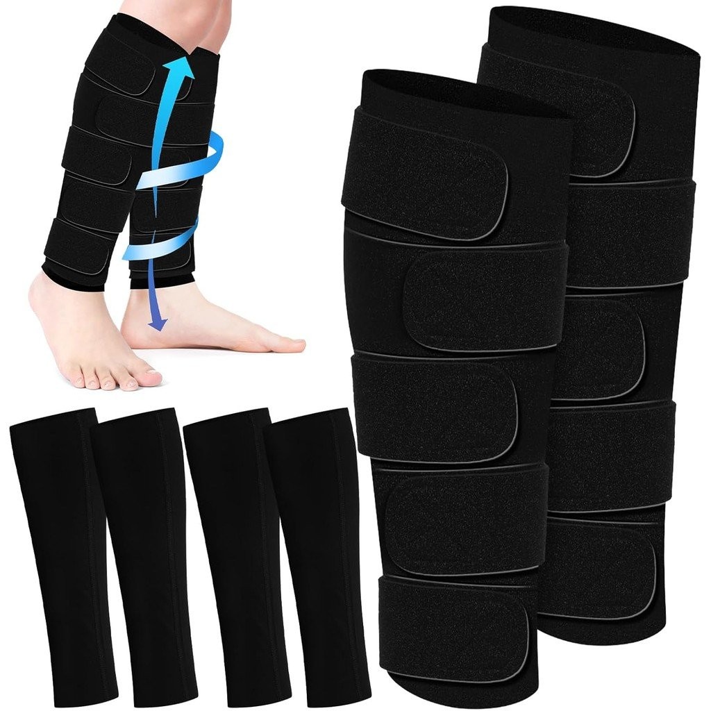 3 Pairs Lymphedema Compression Leg Wraps Adjustable Lower Leg Cover up ...