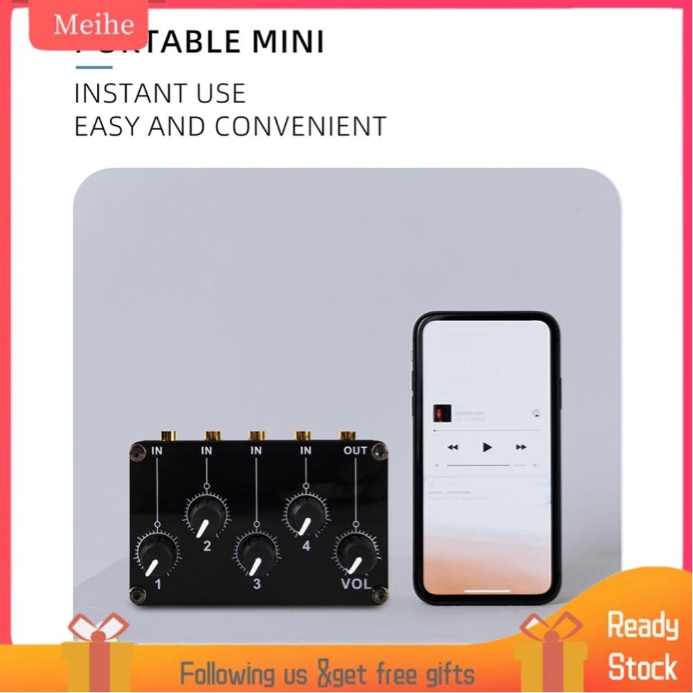 meihe-ph 4 Channel Mini Passive Stereo Audio Mixer 1 in Out Module Low ...