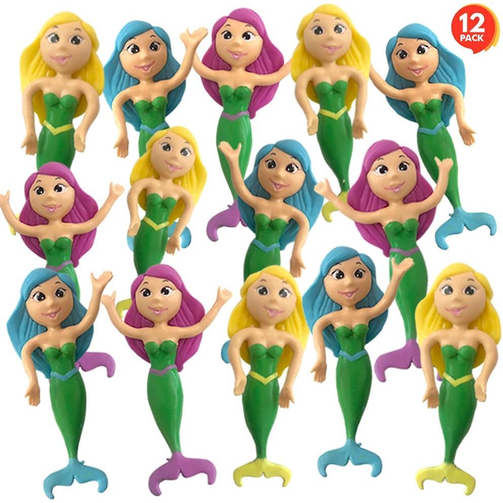 ArtCreativity Bendable Mermaid Figures, Set of 12 Flexible Magical ...
