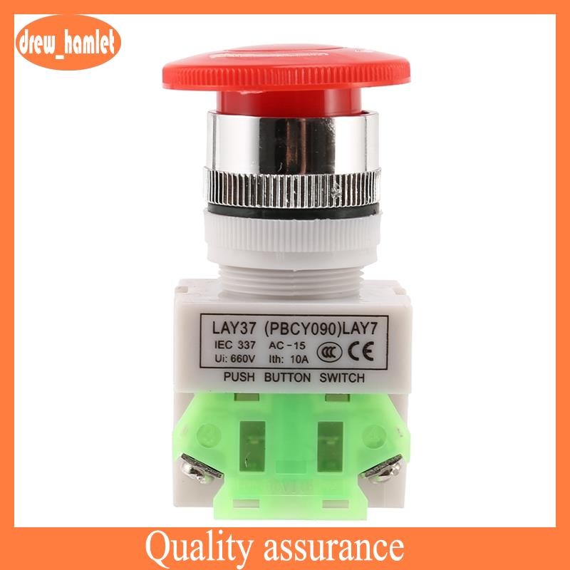 Red Mushroom Cap 1NO 1NC DPST Emergency Stop Push Button Switch AC 660V ...
