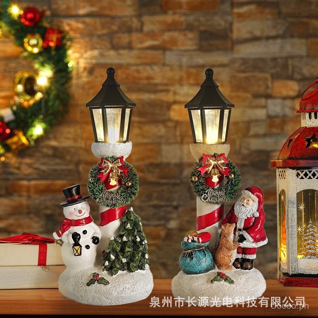 Hot-Selling Santa Claus Ornament Glowing Snowman with Lights Resin ...
