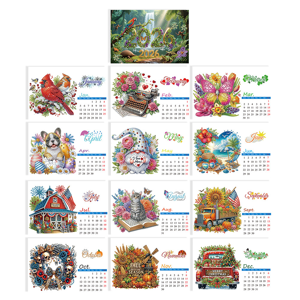 5D/DIY Calendar Diamond Painting Calendar Kit Multi-Purpose Shiny ...