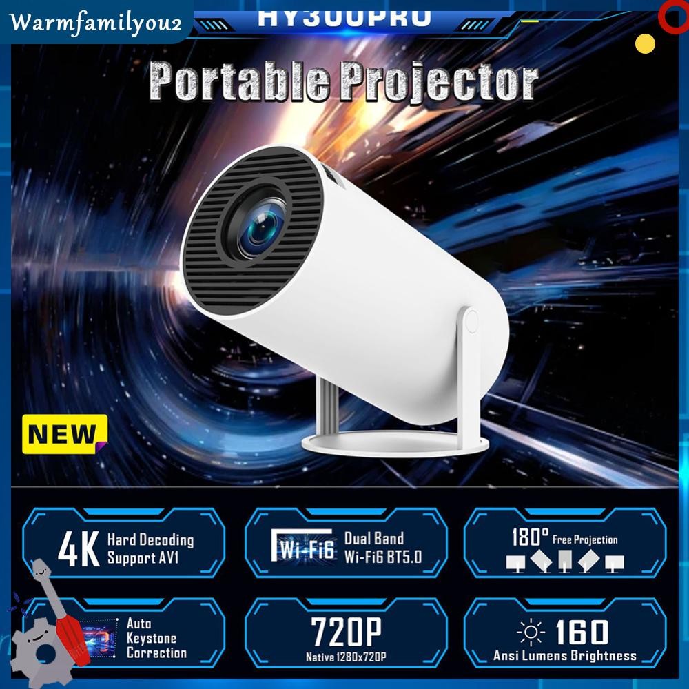 HY300 Smart Projector UHD Portable Mini WiFi Bluetooth Android ...