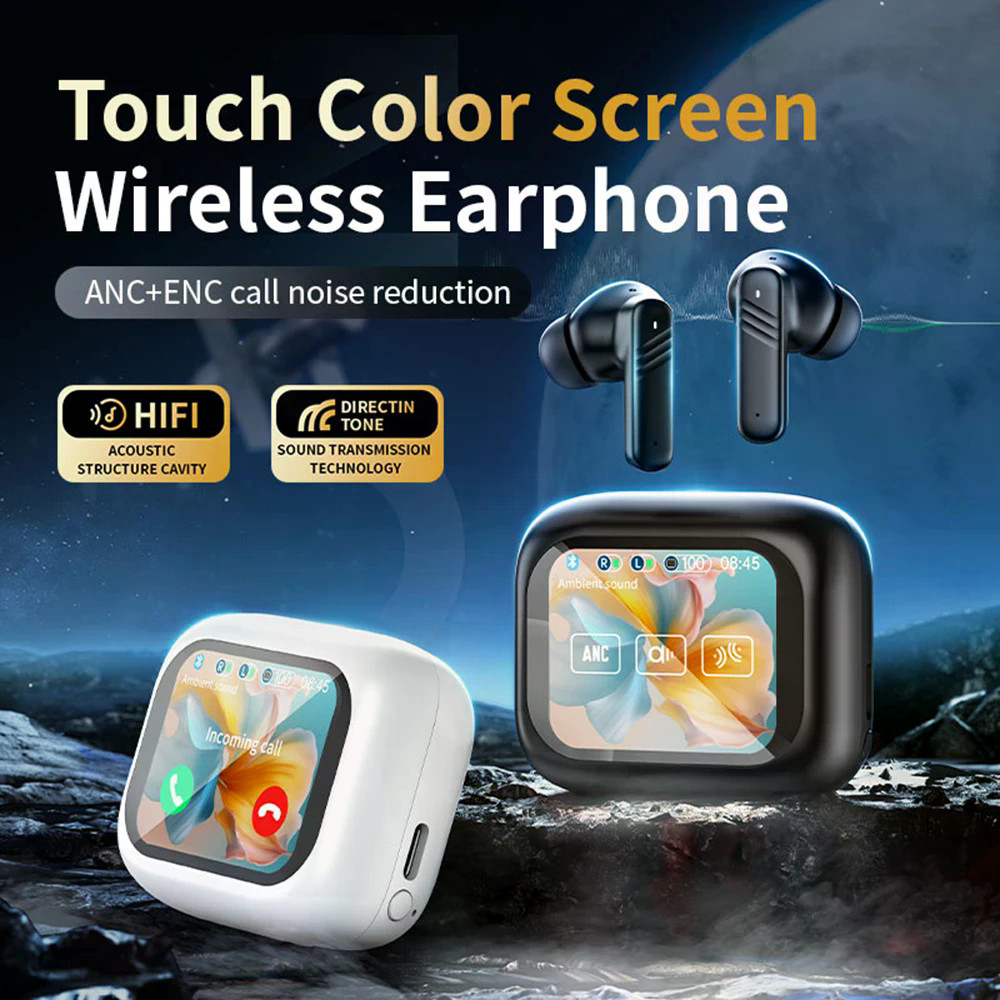 ANC Bluetooth Headset Colour Screen Touch Active Noise Cancellation ...