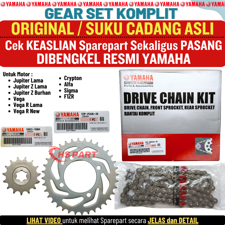 Gear Chain Complete Set Jupiter Z Burhan Vega Crypton Alfa Sigma F1ZR ...