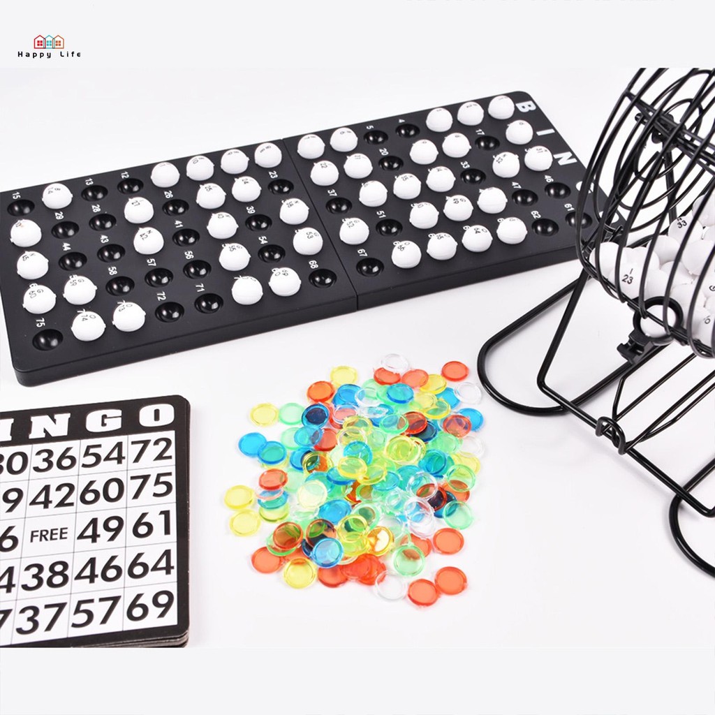 Bingo Game Set with Metal Cage 75 White Bingo Balls Bingo Set for Large ...