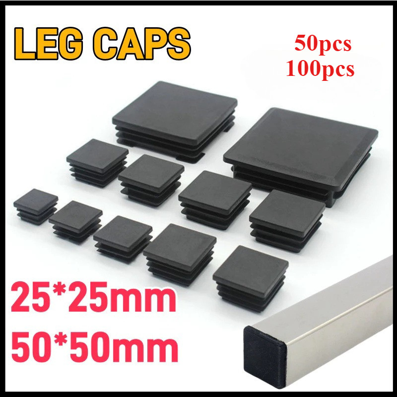 50/100 table leg pads chair leg pads plastic square tube rectangular ...