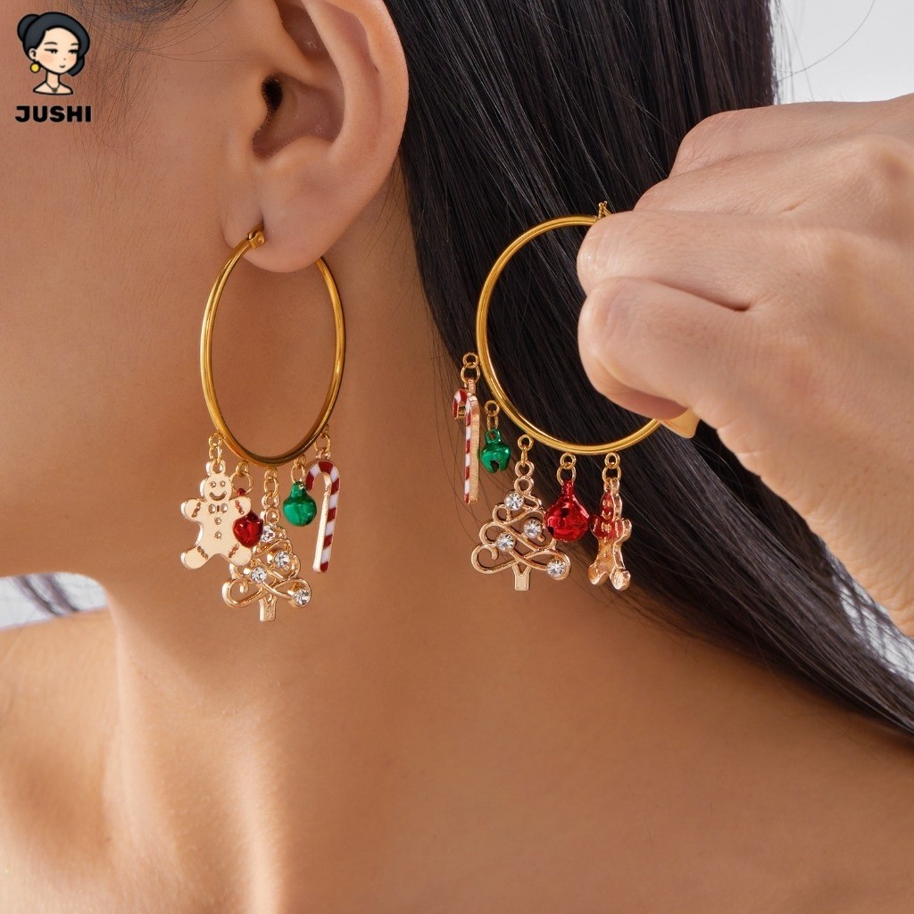 JUSHI Christmas Pom-Pom Fringe Snowman Earrings Fashion Jewelry Vintage ...