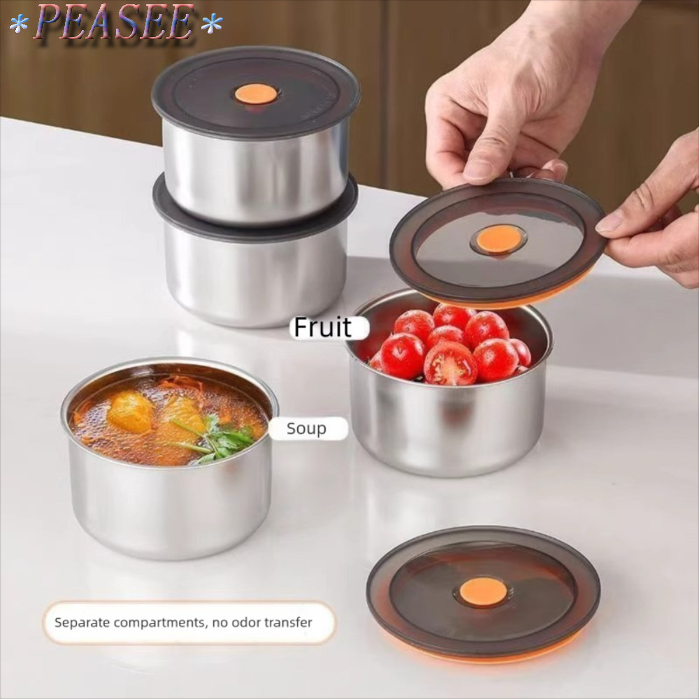 [PEASEE] Metal Snack Containers, Sealed with Lid Stainless Steel Bowl ...