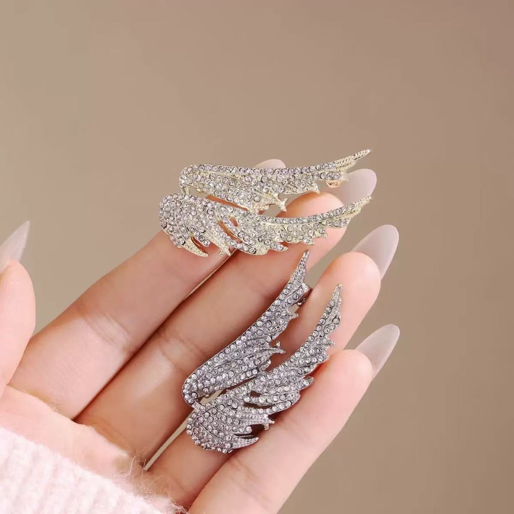 New Product Ready Stock Wings Diamond-Studded Brooch High-End Niche ...