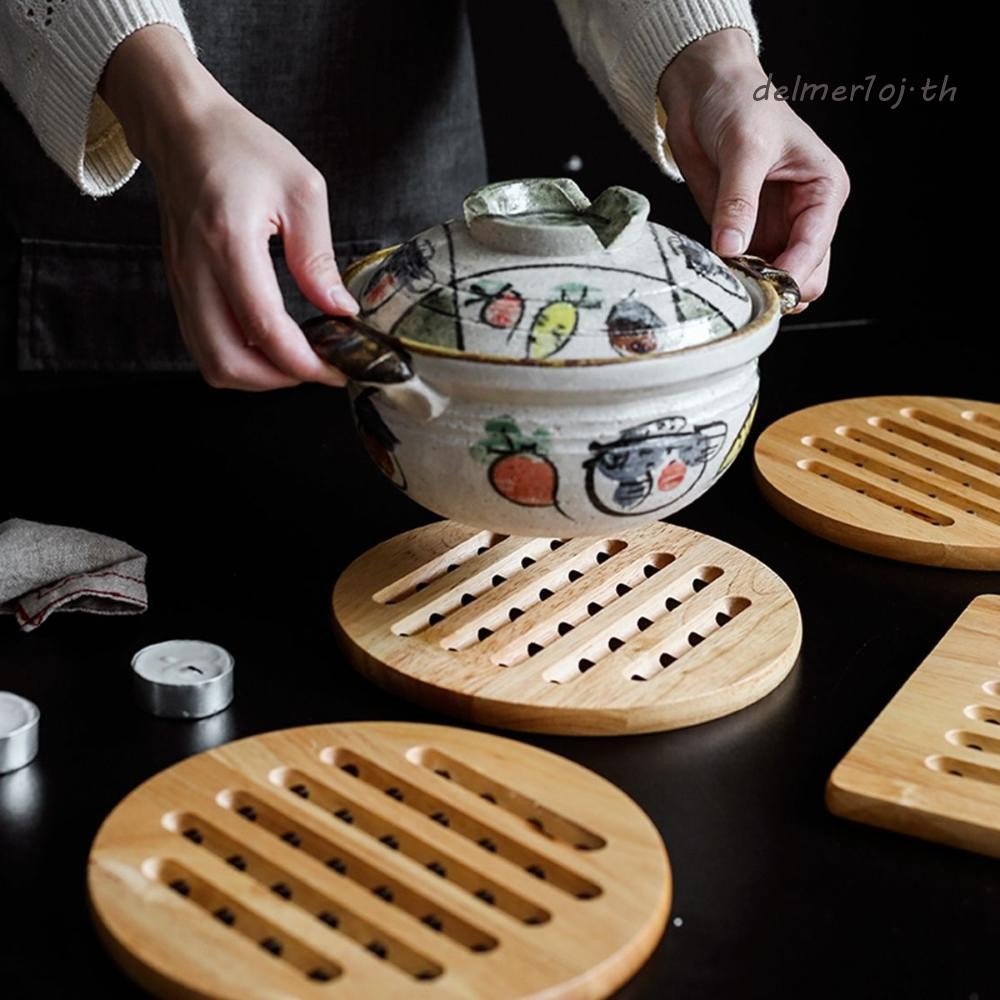 DELMER1OJ Pan Stand Kitchen Home Non-Slip Natural Heat Resistant Dishes ...