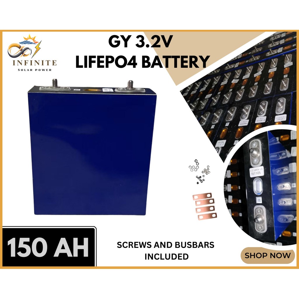 1PC 150AH GY 3.2V LIFEPO4 Lithium Iron Phosphate Rechargeable Long Lasting Battery Long Cycle ...