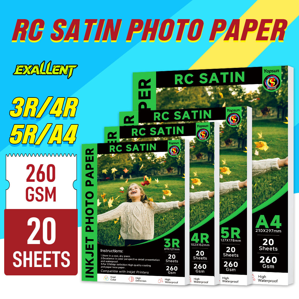 Yopsun 3R | 4R | 5R | A4 RC Satin Photo Paper No Back Print 260GSM ...