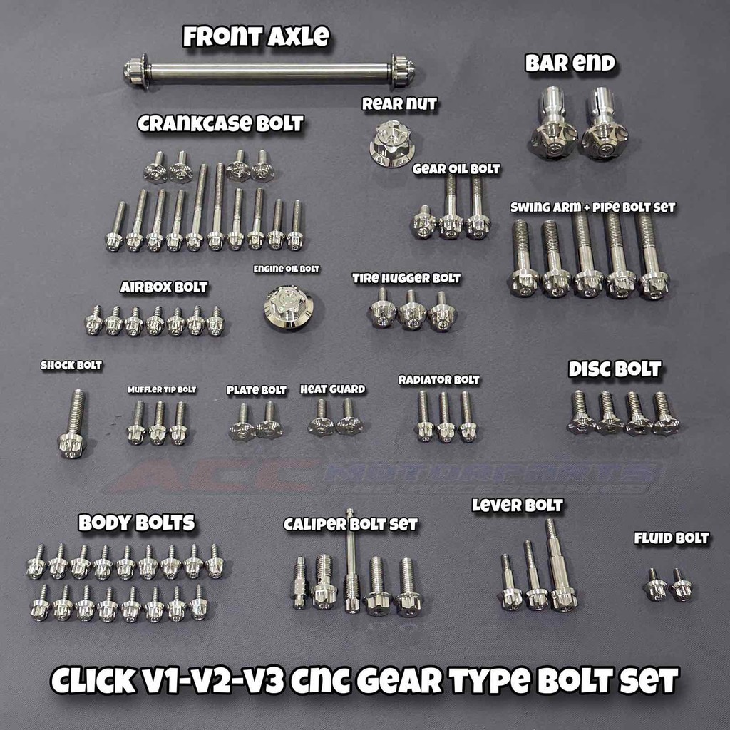 CLICK 125 / 150 V1 , V2 , V3 CNC BOLTS (SOLD PER PARTS) CNC GEAR TYPE ...