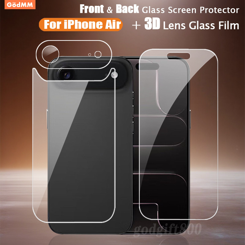 For iPhone Air Tempered Glass Front and Back Glass Film For iPhone 17 ...