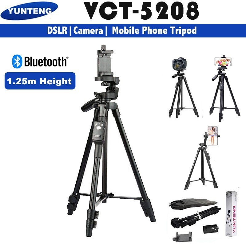 YunTeng VCT5208 5208 Mobile Phone Tripod with Bluetooth Remote for ...