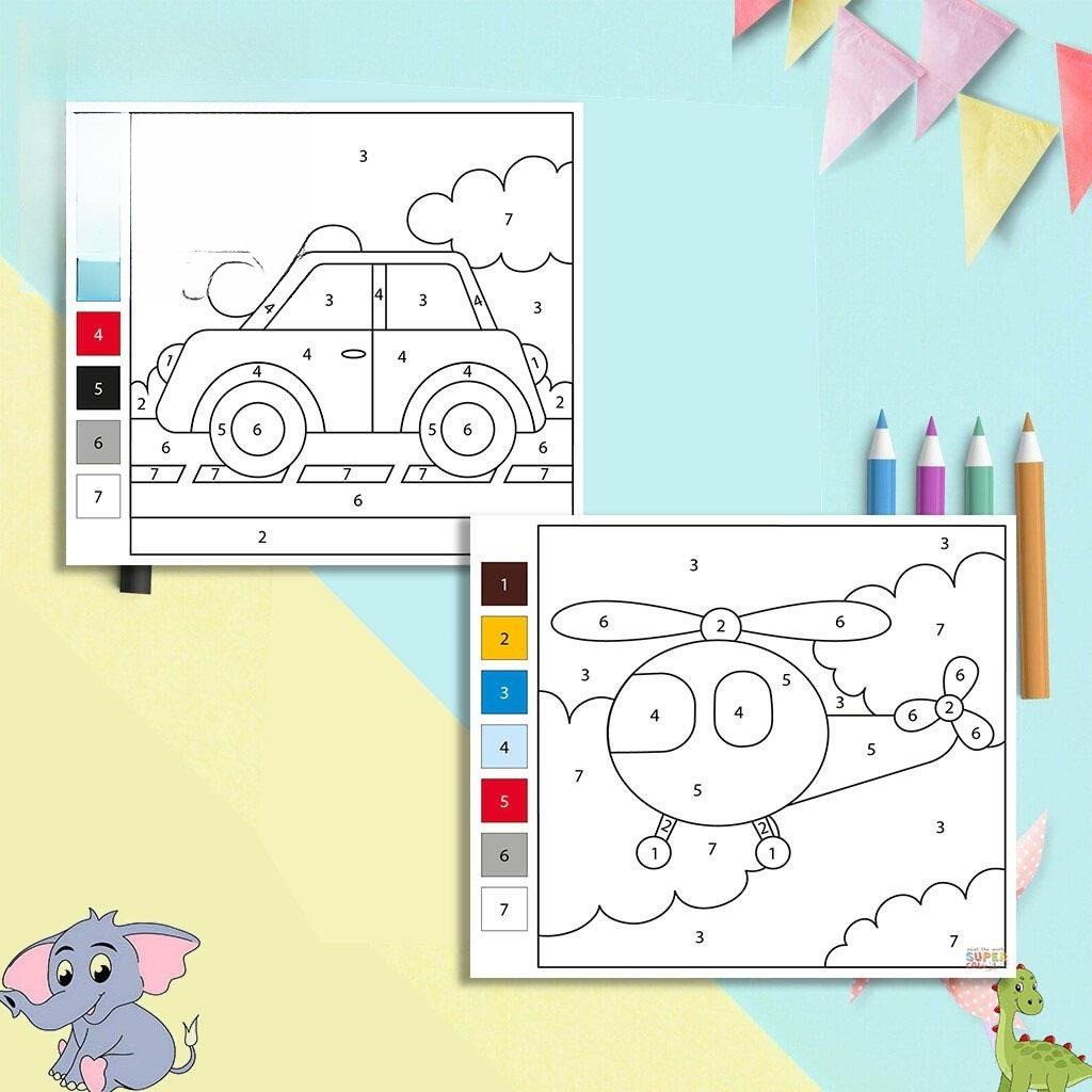 Combo Set of 30 Digitized Coloring Pages for Children with Vehicle ...