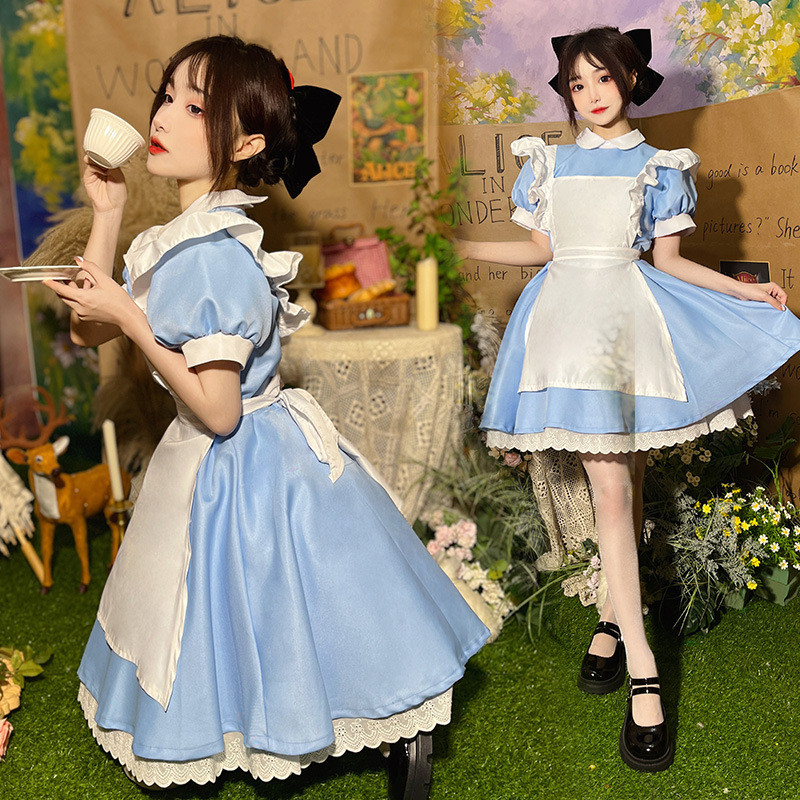 2025 Halloween Runaway Alice Princess Blue Dress Maid Costume Halloween ...