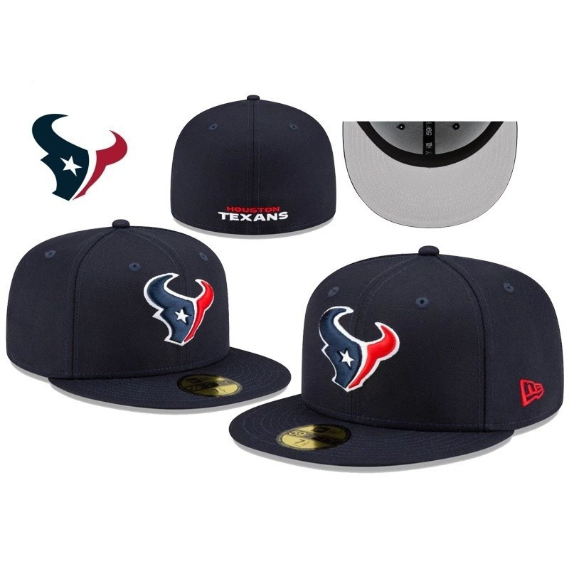 NFL Houston texans black men's hat fully closed flat eave big baseball ...