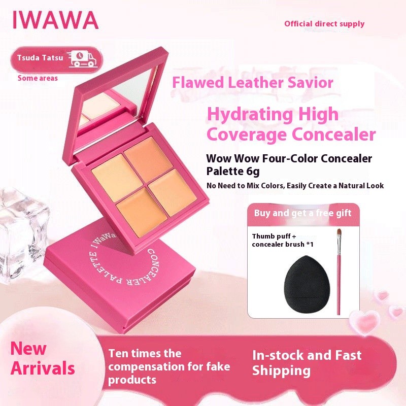 iwawa Four-Color Concealer Palette Concealer Cream Covers Dark Circles ...