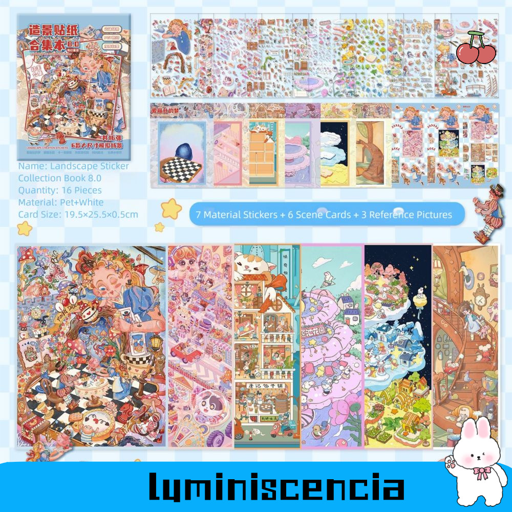LUMINISCENCIA Miniature Scene Collection, PET Cartoon Landscape Sticker ...