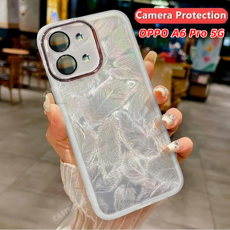OPPO A6 Pro 5G 2025 Glitter Feather Pattern Silicone Soft Casing For ...