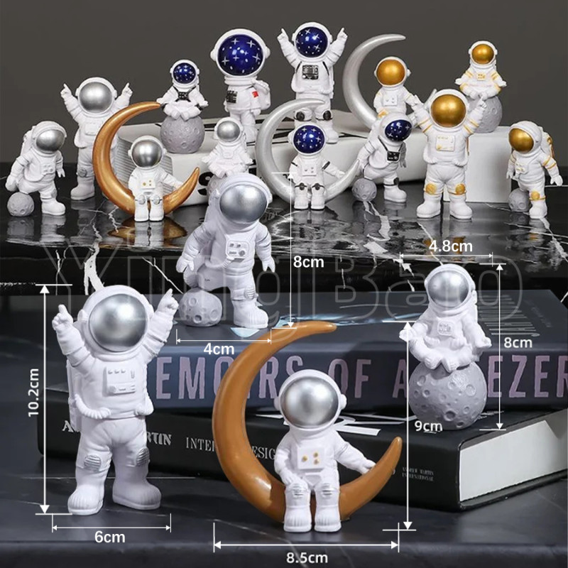4PCS Astronaut Figurine, Astronaut Figure Toy Desktop Ornaments Resin ...