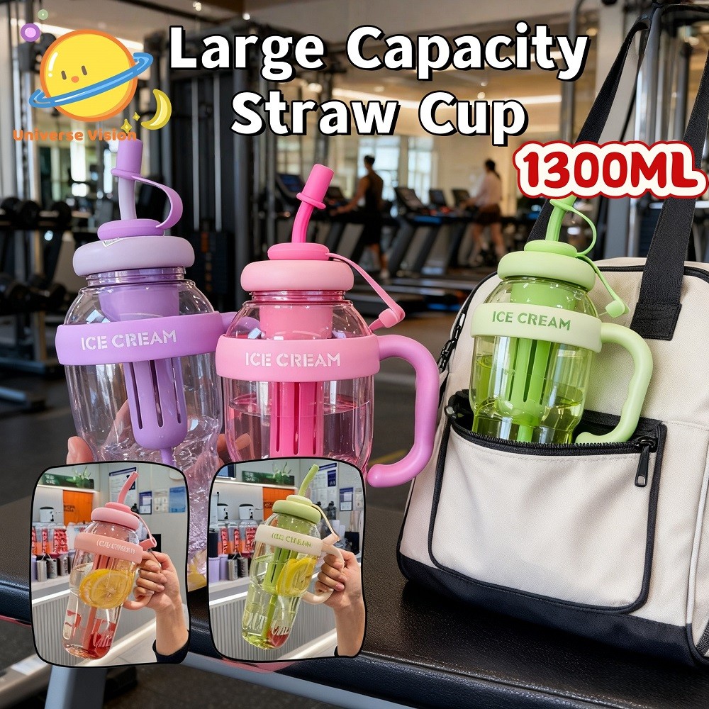 1300ML Large Capacity Straw Cup Macaron Tumble Portable Sports Water ...