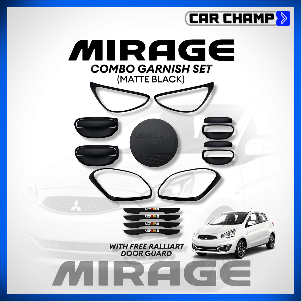 Mirage Hatchback 2016 to 2025 GLX Combo Set ( MATTE BLACK / CHROME ...