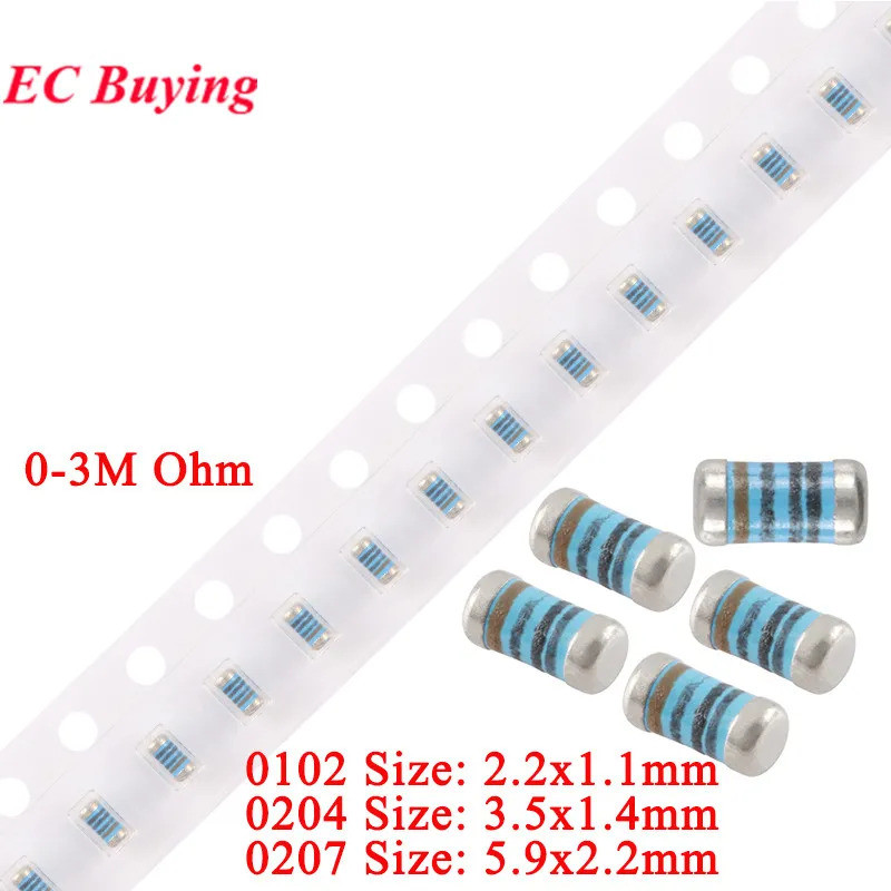 10Pcs 0102 0204 0207 SMD Resistor Cylindrical Color Ring Chip Wafer ...