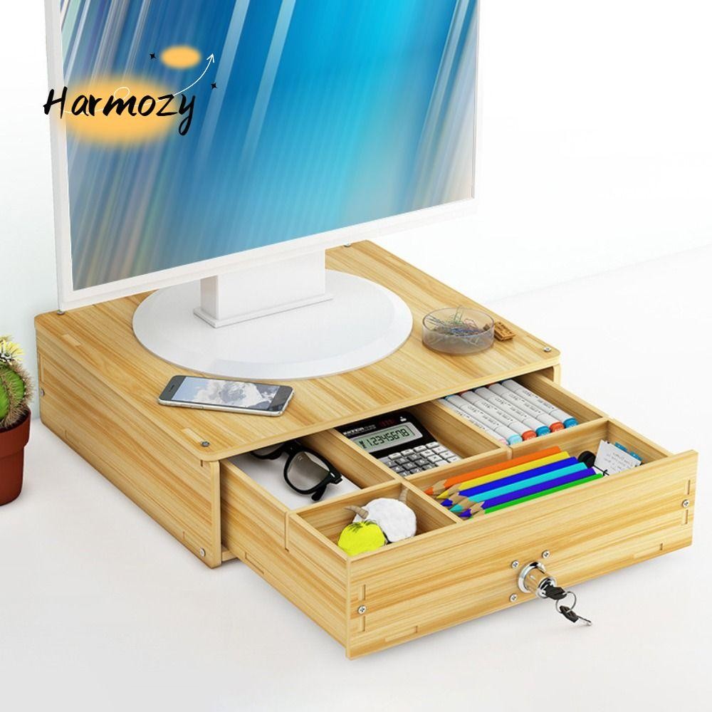HARMOZY Cashier Cash Box, Wood With Lock Money Coin Storage Organizer ...