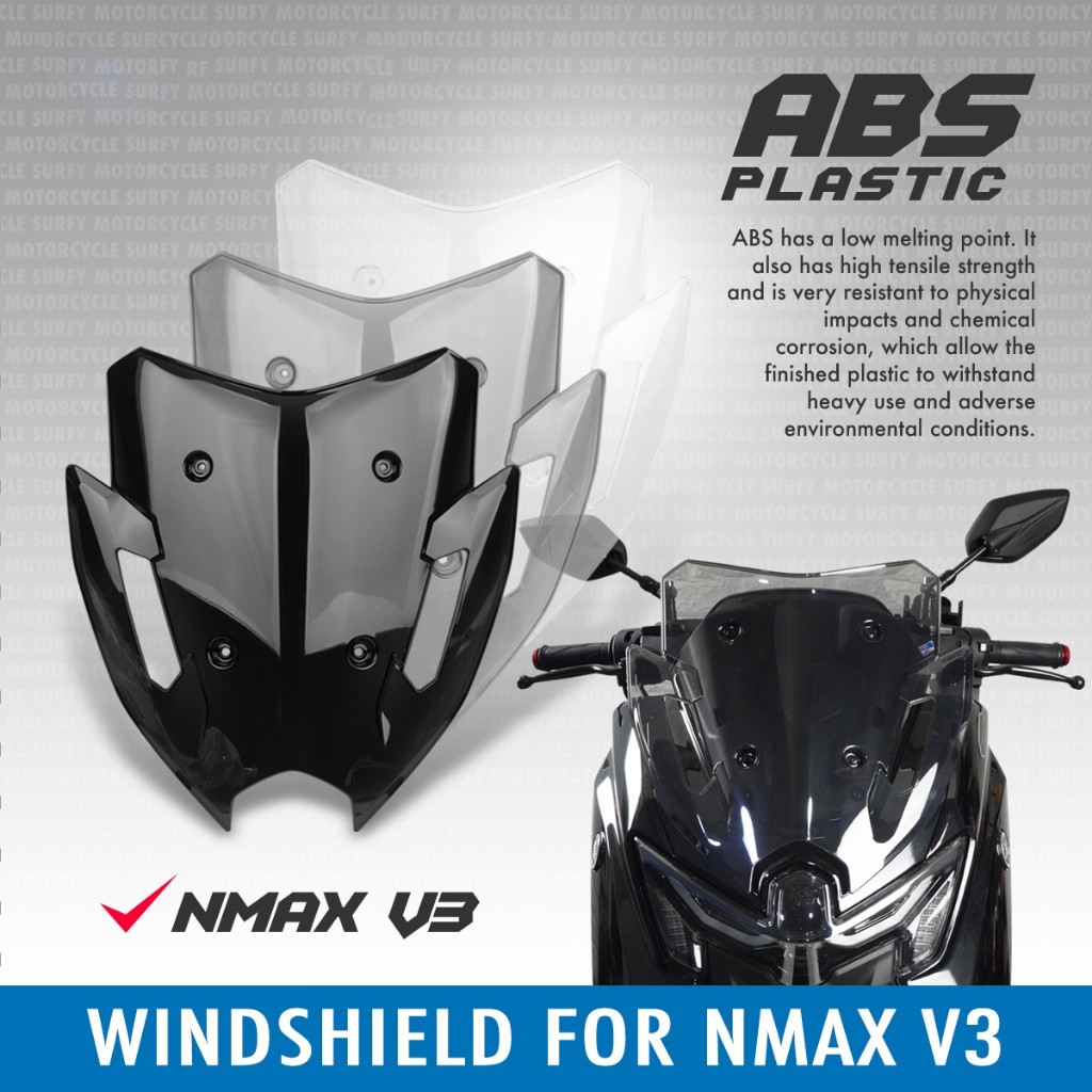【24H SHIP】Nmax V3 Turbo Windshield Visor Durable ABS Plastic Airflow ...