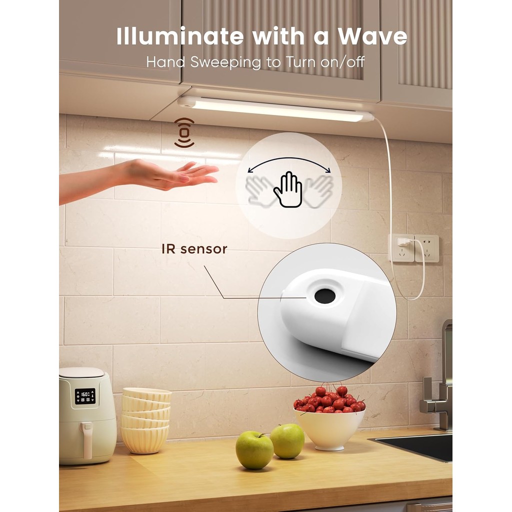 Hand Wave Gesture Under Cabinet Lights,16 Inch Plug in Kitchen Counter ...