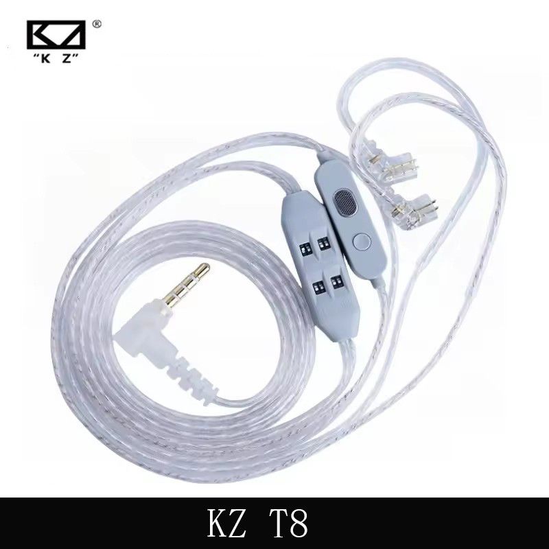 KZ T8 Cable 8-Level Tuning Dual Mic Upgrade Earphone Cables Silver ...