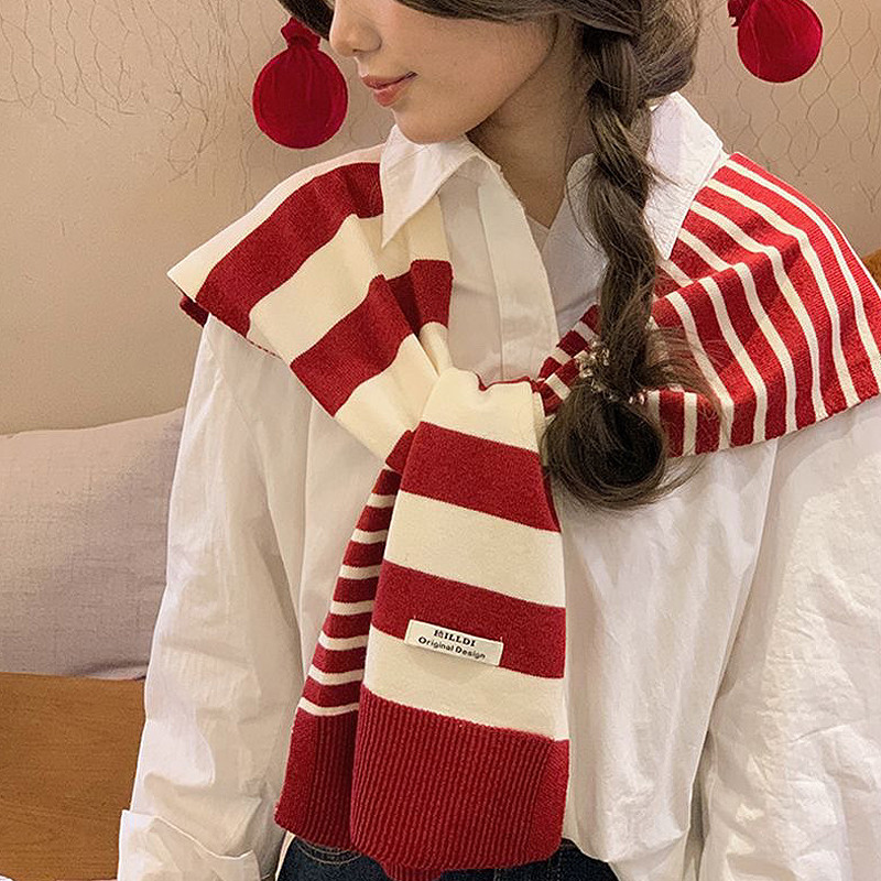 FCPH Women's Shawl Fashionable And Versatile Wool Knitted ck And White ...