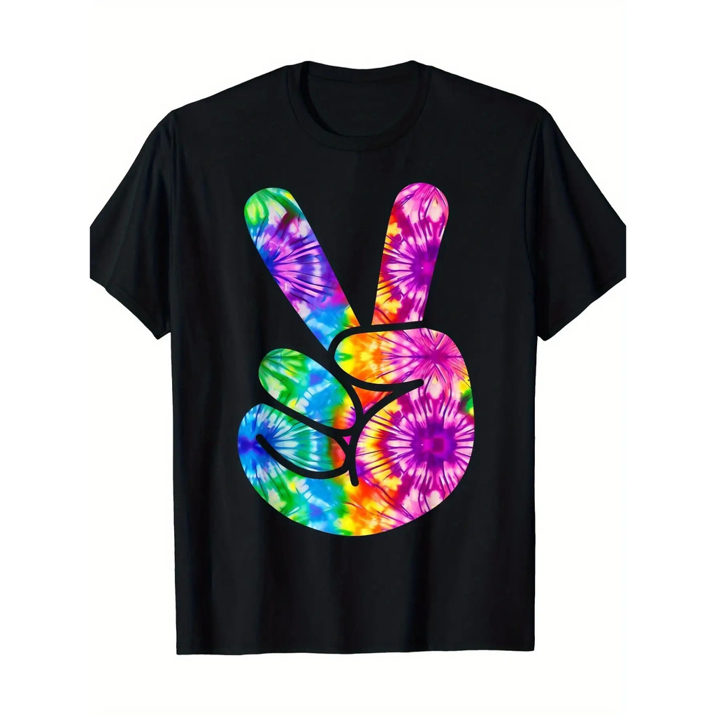Tie Dye Peace Sign Tee 60s 70s Groovy Hippie Tie Dye PEACE SIGN HAND T ...