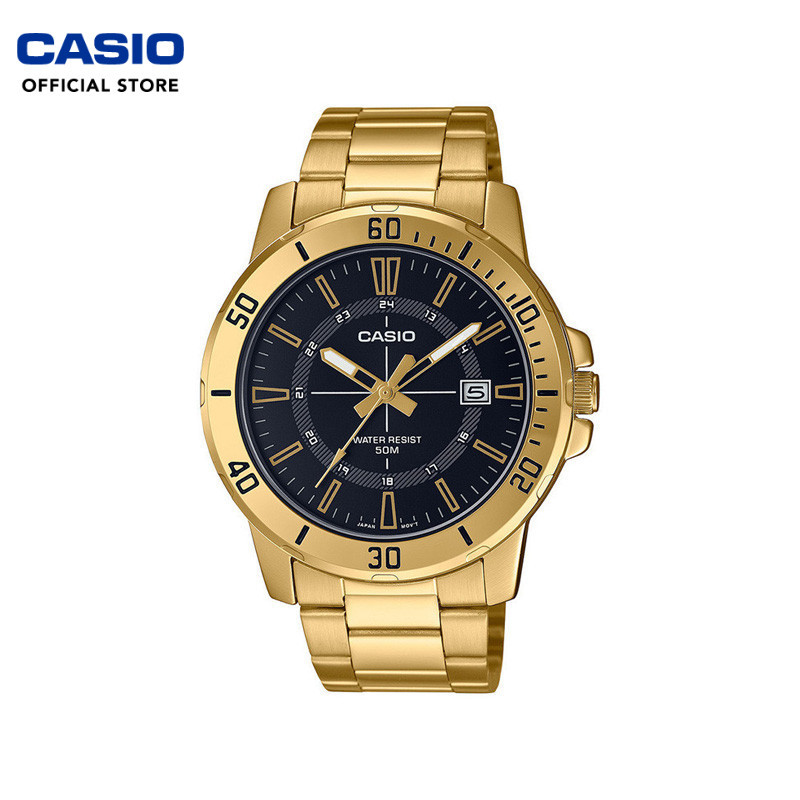 Casio (MTP-VD01G-1CVUDF) Gold Stainless Strap 50 Meter Date Display ...