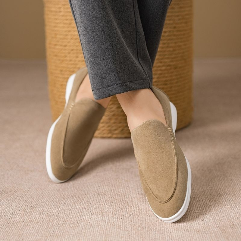 Men's Summer Soft Leather Slip-On Loafers Breathable Soft Sole British ...