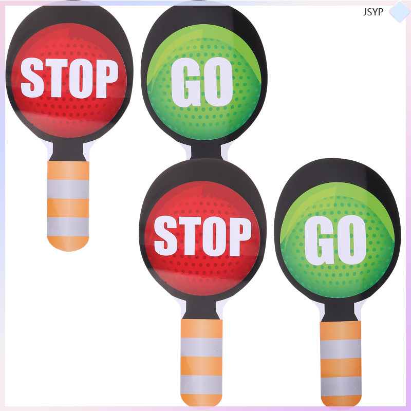 4pcs Stop Signs: Handheld Stop Traffic Signs for Kids - Dual-Sided Red ...