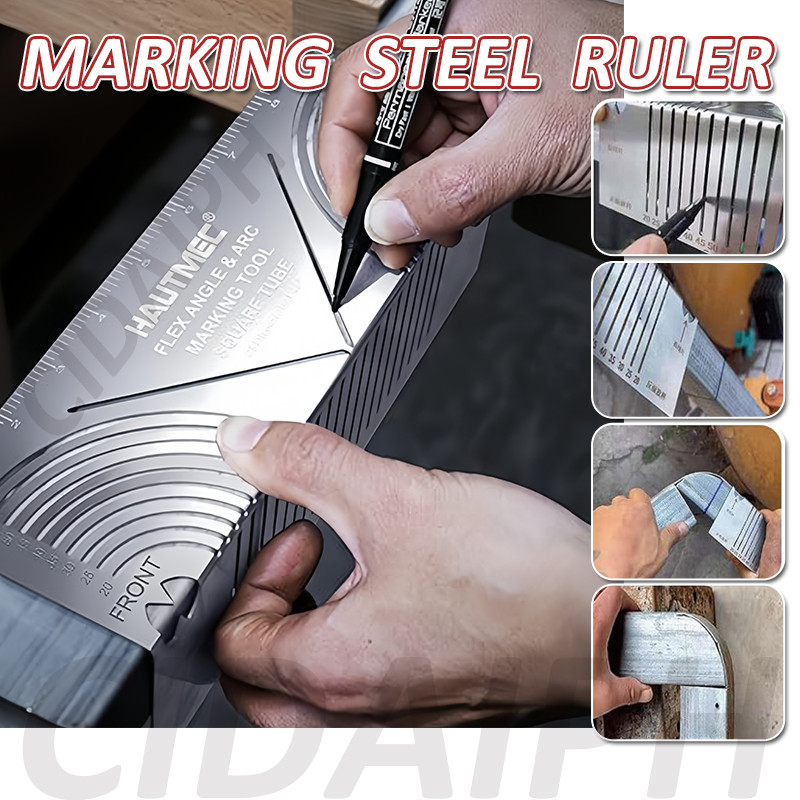 90 Degree Folding Ruler, Metal Marking Tool for Square Tube Pipe ...