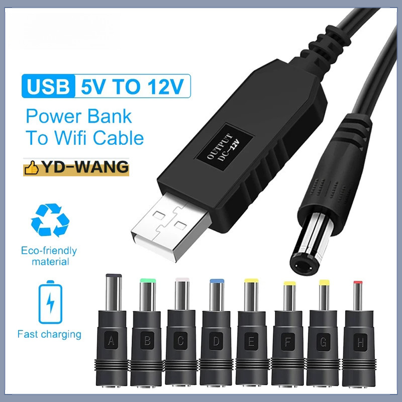 DC 5V To 12V USB Power Boost Cable Power Bank To Wifi Cable Boost ...