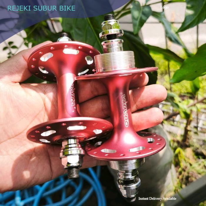 Front and rear hubs for fixie bikes, dark pink 32 holes, quanta ...