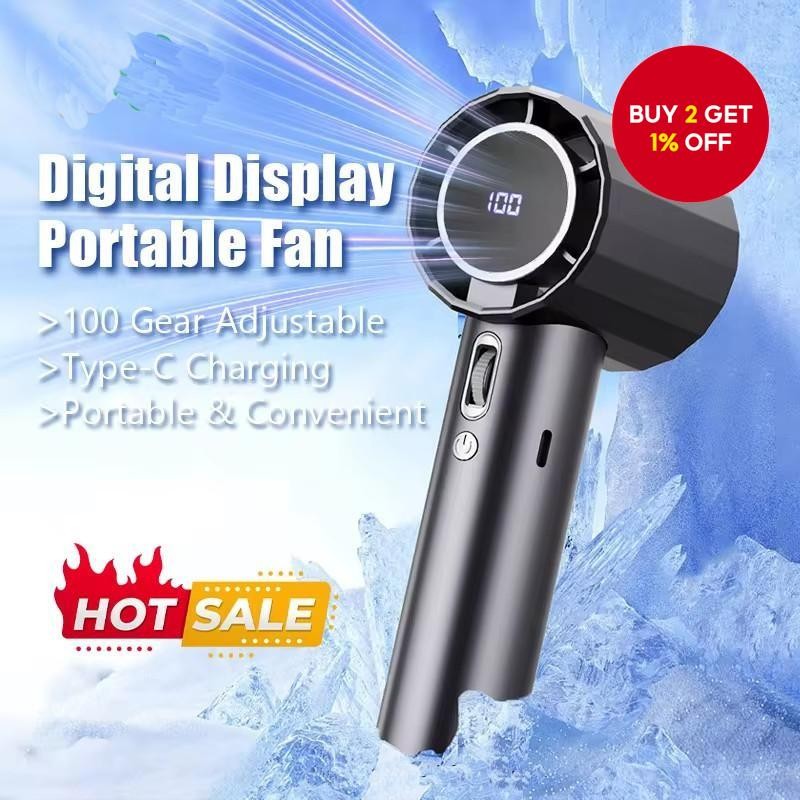 Rechargeable 6000mAh Bladeless Portable Fan 100 Gear High Speed Turbo ...